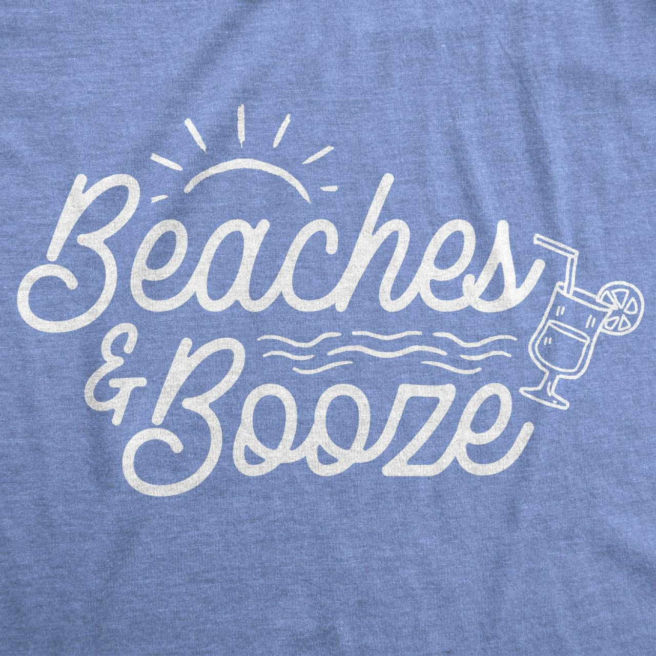 Beaches And Booze Fitted Shirt, Womens Beach T Shirt Blue, Sarcastic ...